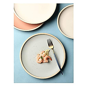 Ceramic Dinner Plates Everyday Use Breakfast Plate, Matte Glazed Dessert, Salad, Appetizer plate, 8 Inch Round Steak plate, Four Soft Color Salad Pasta Dinner Plates (Color : Gray, Size : 2pack)