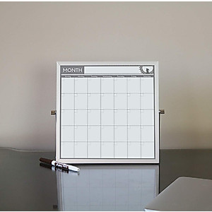 Small Double Sided White Board Calendar - Mini Portable Desktop Dry Erase Board with Stand & Small Monthly Calendar Whiteboard Planner with Reversible to Do List - 10" x 10" - Desk, Office, and Home