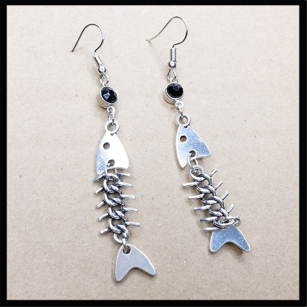 WCRAZYE Long Punk Fishbone Dangle Earrings for Women Men Retro Simple Handmade Chain CZ Fishbone Skeleton Earrings Creative Personalized CZ Diamond Fish Tassels Funny Earrings Statement Jewelry Gifts (Punk Fishbone Earrings)