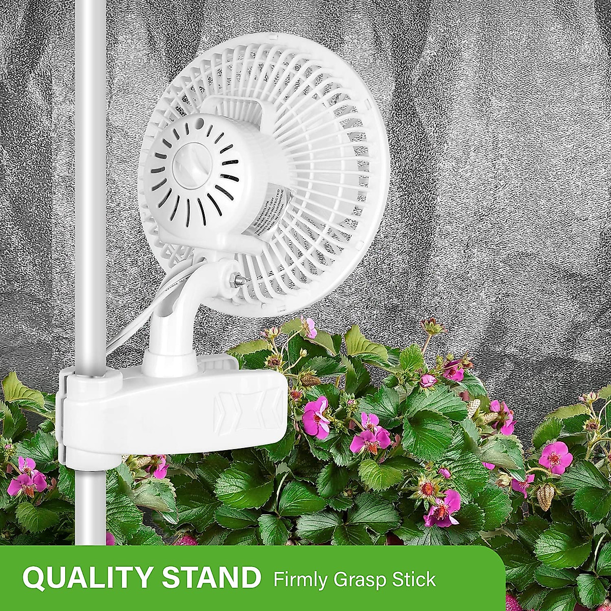 HealSmart Clip Fan, 6-Inch Grow Tent Fan, Monkey Fan, Wall Mount Fan with Adjustable 90° Angles, 15W, 2-Speeds Control, 2 Pack