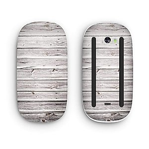 Design Skinz Aged White Wood Planks Vinyl Decal Compatible with The Apple Magic Mouse 2 (Wireless, Rechargable) with Multi-Touch Surface