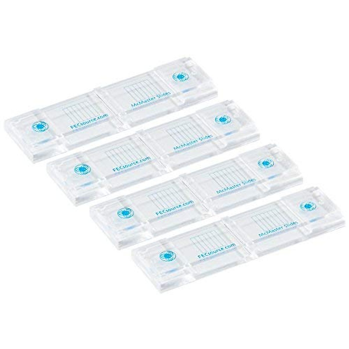 4 McMaster Method Microscope Slides, by FEC Source, Fecal/Worm Egg Count for Parasites for Veterinary Use. Livestock Parasite Management. FECRT Reference Guide Included.