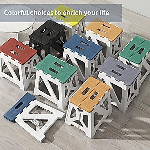 BLACKSPACE 9" Folding Step Stool for Kids or Adults, 300 lbs Capacity Non-Slip Compact Plastic Foldable Step Stool with Handle, Portable Lightweight Small Stool for Home or Kitchen(Green)