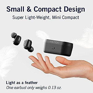 Nautica T300 True Wireless Earbuds, Bluetooth v5.0 TWS in-Ear Earphones with Built-in Mic, Wireless Bluetooth Earbuds, Micro-USB Charging Case Touch Control, Ergonomic Design Sweat-Proof (Black)