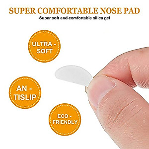 40 Pairs Eyeglass Nose Pads Silicone Soft Seft Adhesive Thin Anti-Slip Nosepads for Eyeglasses Glasses Sunglasses (Clear 1mm)