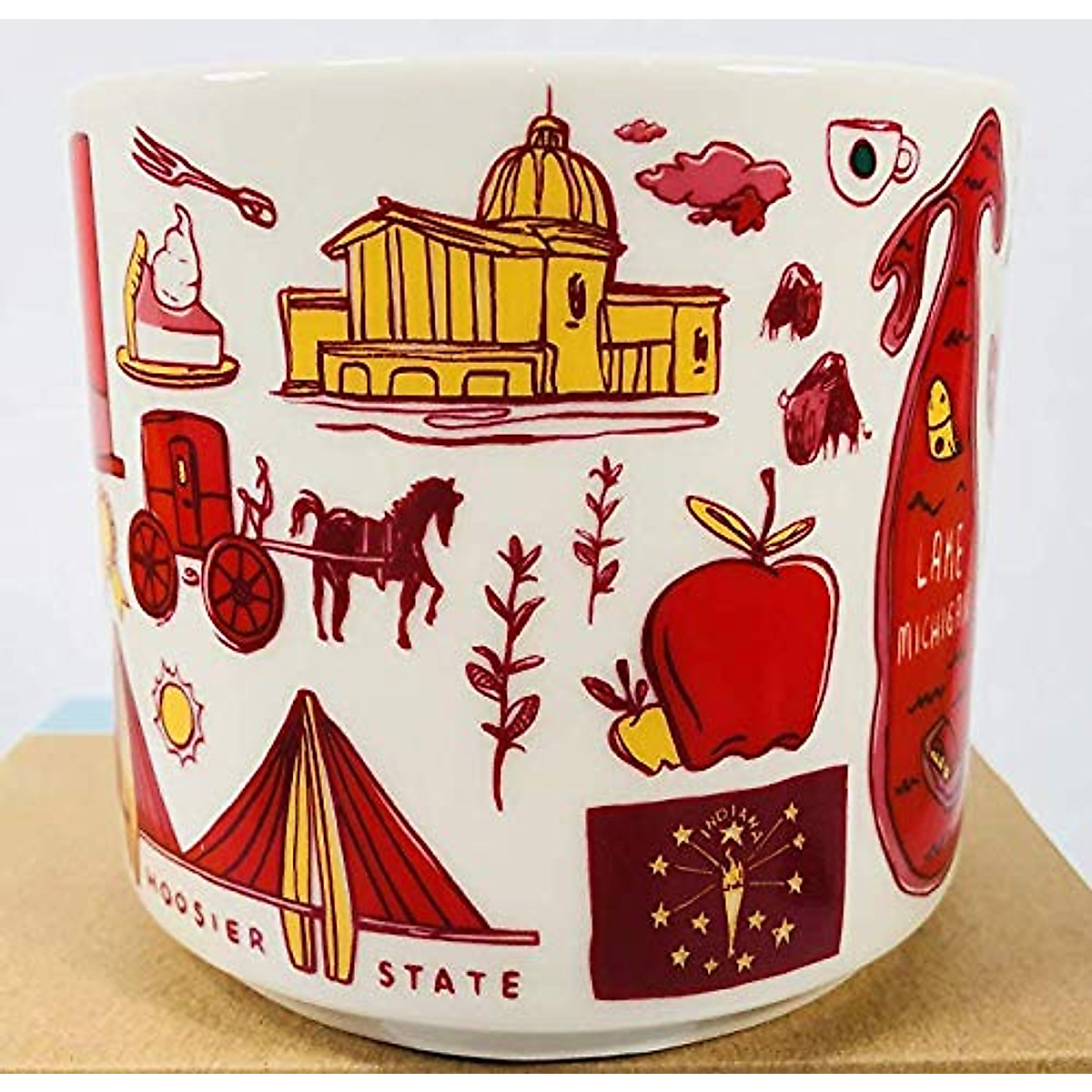 Starbucks Indiana Ceramic Mug Been There Series Across the Globe Collection, 14 ounces