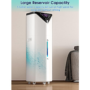 19L/5Gal Large Humidifiers for Bedroom 2800 sq ft, Quiet Humidifiers for Large Room, Floor Humidifier with 3 Mist Mode & Auto 180°Mist Tube for Home Whole House School Office Commercial Plants