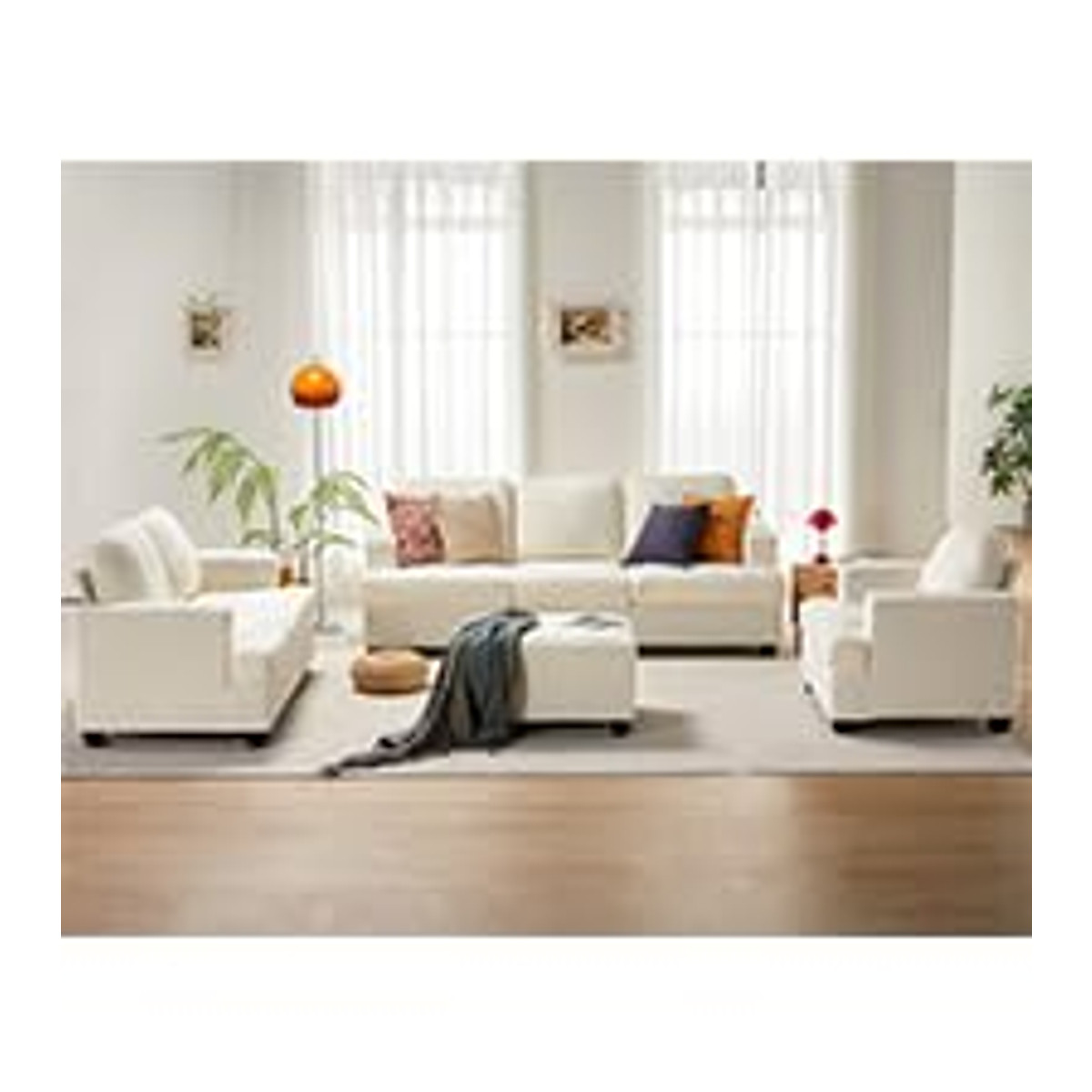 papababe Couch, Comfy Sofa Couch with 24" Extra Deep Seats, Offwhite Modern Sofa- 3 Seater Sofa Couch for Living Room Apartment Lounge, Bouclé