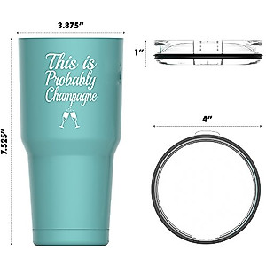 Alcee This is Probably Champagne Stainless Steel Funny Tumbler with Lid - Large 30 oz Vacuum Insulated Travel Mug - Funny Tumblers for Hot Coffee and Cold Drinks - Premium Gifts Women Men Mom Sister