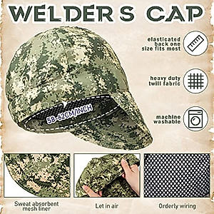 Mepase 4 Pcs Welding Caps Welding Beanie Hats Bulk for Men Women Welder's Cap Welding Helmet Liners Welding Accessories Tool(Many Colors, Summer Camo)