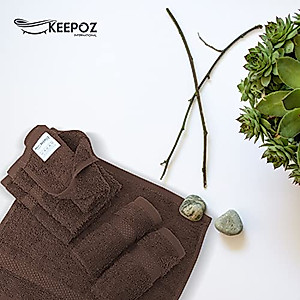 KEEPOZ [24 Pack Wash Cloths Set (12 x 12 Inches) | 100% Cotton Ring Spun Cotton | Soft and Fluffy | Highly Absorbent Fade Resistant Essential Washcloths for Bathroom, Gym, Spa and Face Towel (Brown)
