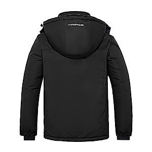FARVALUE Mens Waterproof Ski Jacket Winter Warm Snow Coat Windbreaker Snowboarding Jacket Mountain Raincoats with Hood Black Large