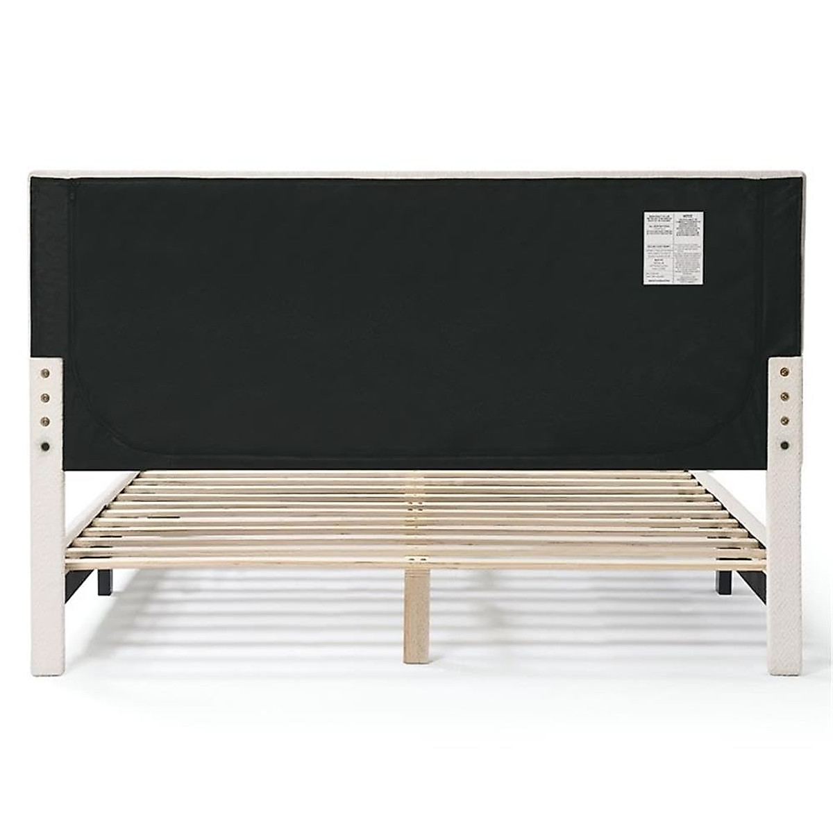 BOWERY HILL Modern Boucle Fabric Mattress Ready Queen Bed in White