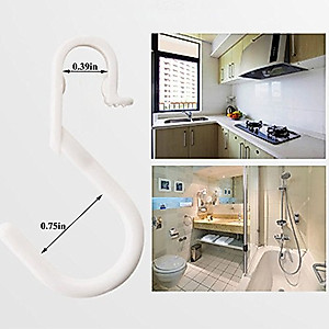 Trycooling Pack of 10 Plastic S Shape Hooks Hanging Clothes Towel Hooks White for Bathroom Kitchen
