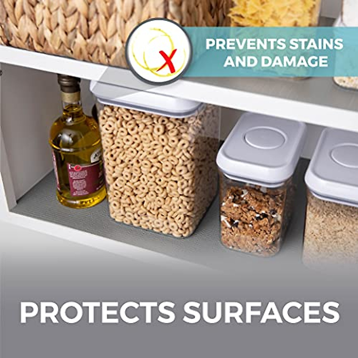 Home Genie Slip Resistant Removable Smooth Durable Drawer and Shelf Liner, Non Adhesive, Roll, Décor Kitchen Cabinet Shelves Liners, Stain Protection, Drawers, Desks, 12 Inch x 10 FT, Slate Gray