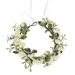 Vividsun Boho Flower Headband Floral Garland Crown Wedding Festival Party Headpiece (small white rose)