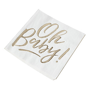 Ginger Ray Gold Foiled Oh Baby Shower Paper Party Napkins 16 Pack