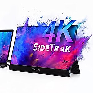SideTrak Solo 15.6” 4k Portable Monitor for Laptop | Freestanding Ultra HD LED Anti-Glare USB Laptop Dual Screen | Compatible with Mac, PC, & Chrome | Powered by USB-C or Mini HDMI
