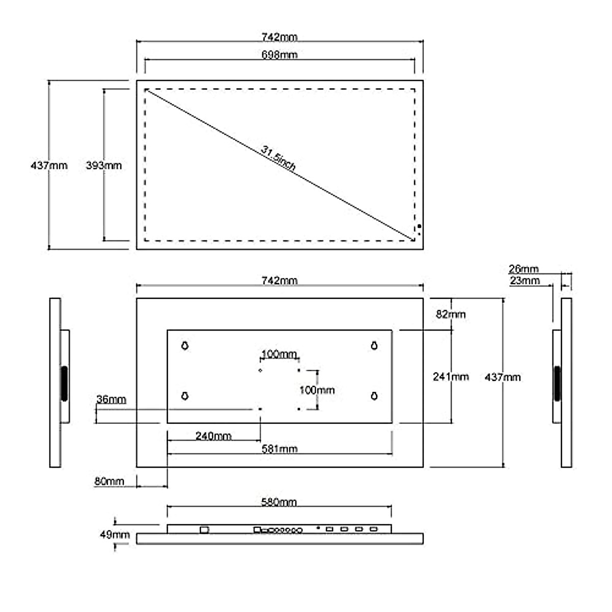 Soulaca 32 inches Smart Mirror Bathroom LED TV Waterproof Vanishing Television IP65 4K ATSC Built-in WiFi Alexa webOS Wall Mounted 2023 Model