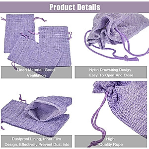 Bezall 20pcs Burlap Bags with Drawstring 2.7 x 3.5 inch, Linen Gift Bags Jewelry Pouches Sachets for Wedding Party Favor, DIY Crafts Projects, Presents (Light Purple)
