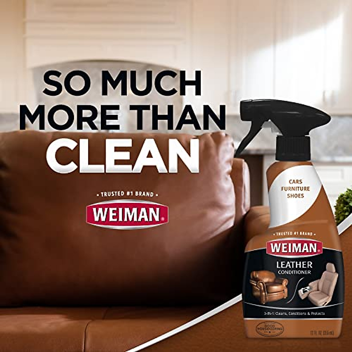 Weiman Leather Cleaner and Conditioner for Use on Your Couch Chair Purse Wallet Shoes Boots Saddle Belt Jacket Car Seat