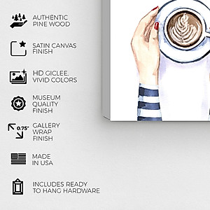 Wynwood Studio Fashion and Glam Wall Art Canvas Prints 'Coffee and Donut time' Accessories Home Décor, 16" x 24", White, Pink