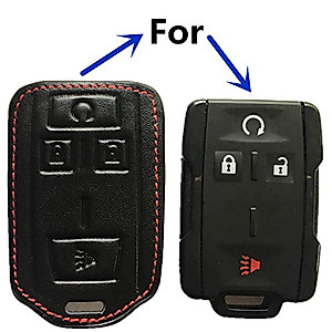 RPKEY Leather Keyless Entry Remote Control Key Fob Cover Case Protector Replacement Fit for Chevrolet Colorado Silverado 1500 2500 HD 3500 HD GMC Canyon Sierra 1500 2500 HD 3500 HD M3N-32337101…