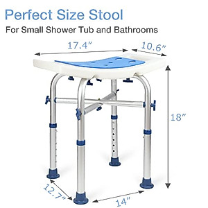 LandTale Shower Stool Heavy Duty 500Lbs, Tool-Free Assembly, Anti-Slip, Sturdy Height Adjustable Bath Chair, Narrow Bathtub Shower Saet for Elderly, Senior, Handicap & Disabled