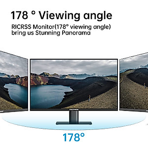 23.8” Monitor, RICRSS 75Hz FHD (1920 x 1080) IPS Computer Monitor with 178° Wide Viewing Angle, Frameless and VESA Mounting, ELED Display-Ergonomic Tilt, Low Blue Light Eye Care Mode (HDMI & VGA Port)