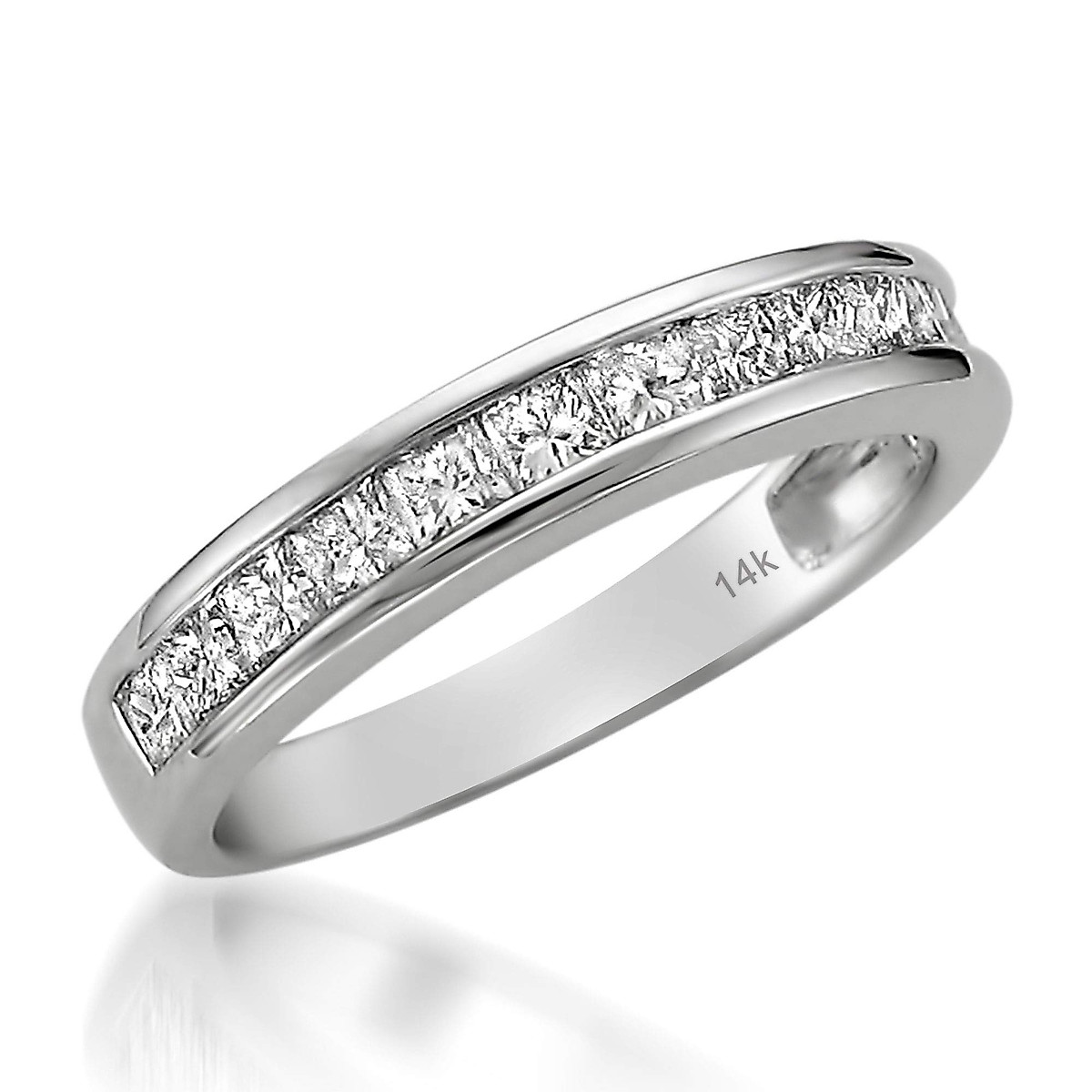 La4ve Diamonds Beyond Brilliance 1.00 Carat Channel Set Princess Cut Diamond Wedding Band Ring in 14K White Gold (I-J, I2-I3)