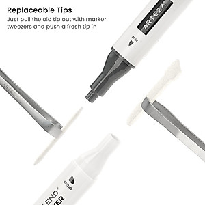 ARTEZA Marker Tip Pack, 10 Broad Chisel Nibs, Marker Nib Replacements for EverBlend Alcohol Markers, Art Supplies for Drawing, Sketching, and Lettering