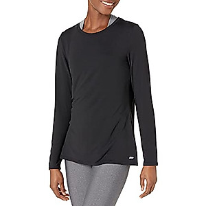 Amazon Essentials Women's Tech Stretch Long-Sleeve T-Shirt (Available in Plus Size), Black, Large