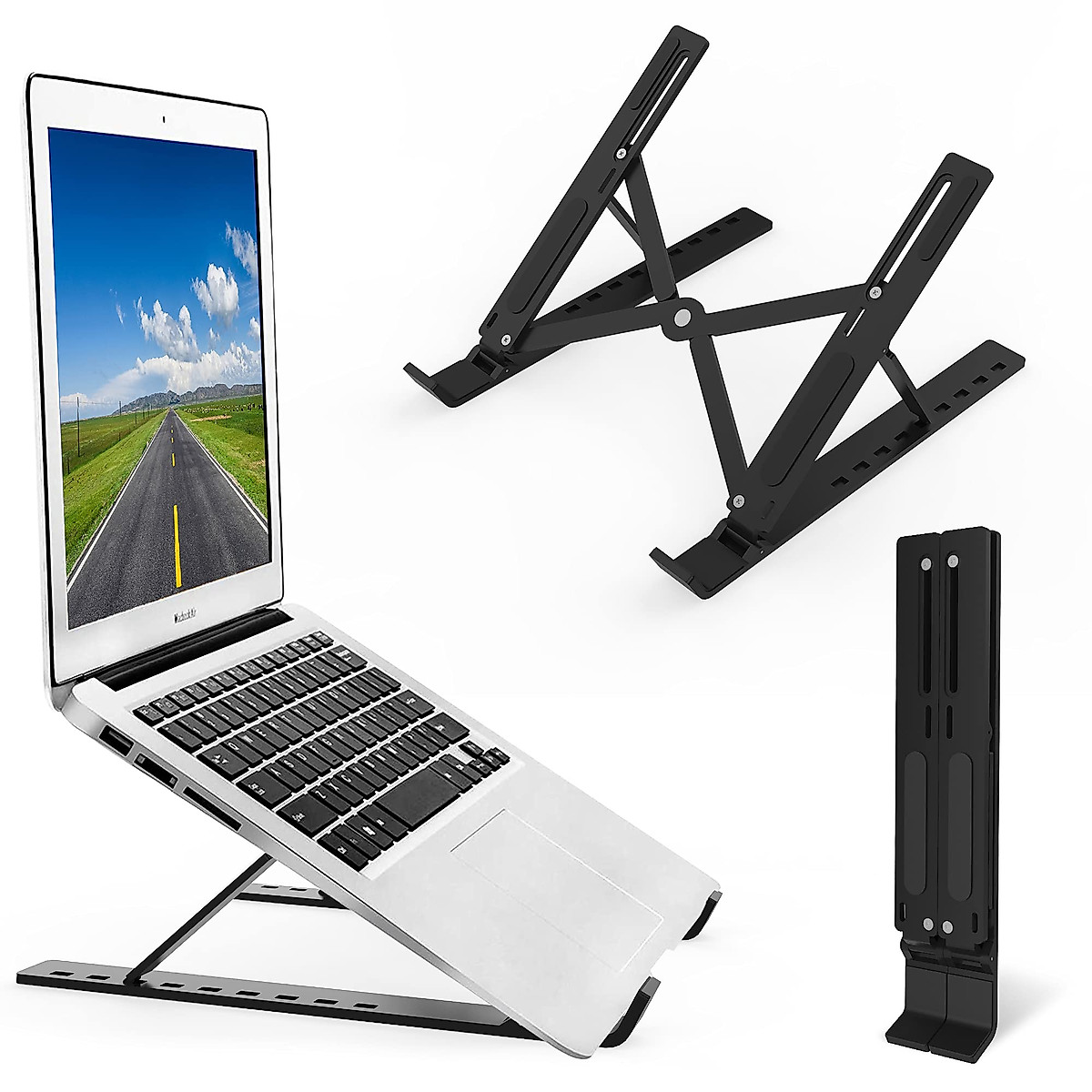 Laptop Stand,Lightweight Portable Foldable Lifting Computer Stand, Plastic 6-Angle Adjustable Laptop Stand, Ergonomic, Light and Strong, Suitable for MacBook Air Pro, Dell, and All Brand laptops