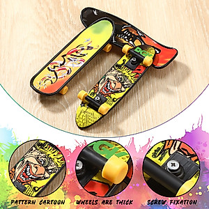 36 Pieces Mini Finger Skateboard Toy Skateboard Finger Boards with Double Sided Pattern Creative Fingertip Movement Novelty Toys Party Favors Decorations Supplies for Teens and Adults (Retro Style)