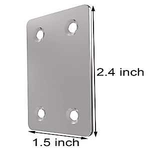 2.4 x 1.5 Inch Metal Flat Straight Mending Plates Fixing Corner Brace with Screws for Furniture, Wood, Shelves, Cabinet, 12 Pcs