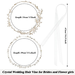 2 Pieces Flower Girls Headpiece Beaded Headband Artificial Crystal Pearl Crown Hair Vine Bride Wedding Headband for Women Girls Toddler Wedding Party Photography (Charming Style)