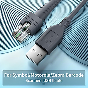 (2PCS) 16.4ft Coiled Scanner Charger Cable for Symbol/Motorola/Zebra DS2208 Cable CBA-U01-S07ZAR LS2208 LS4278 LS3578 DS6878 DS9808 DS4208 DS8108 DS8178 DS9308 DS9908 STB4278 LI4278 DS9208 USB Cable