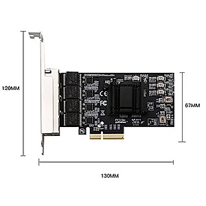 Quad-Port 2.5GBase-T PCIe Network Adapter RTL8125B 2500/1000/100Mbps PCI Express Gigabit Ethernet Card RJ45 LAN Controller Support PXE for Windows/Linux/MAC with Low Profile