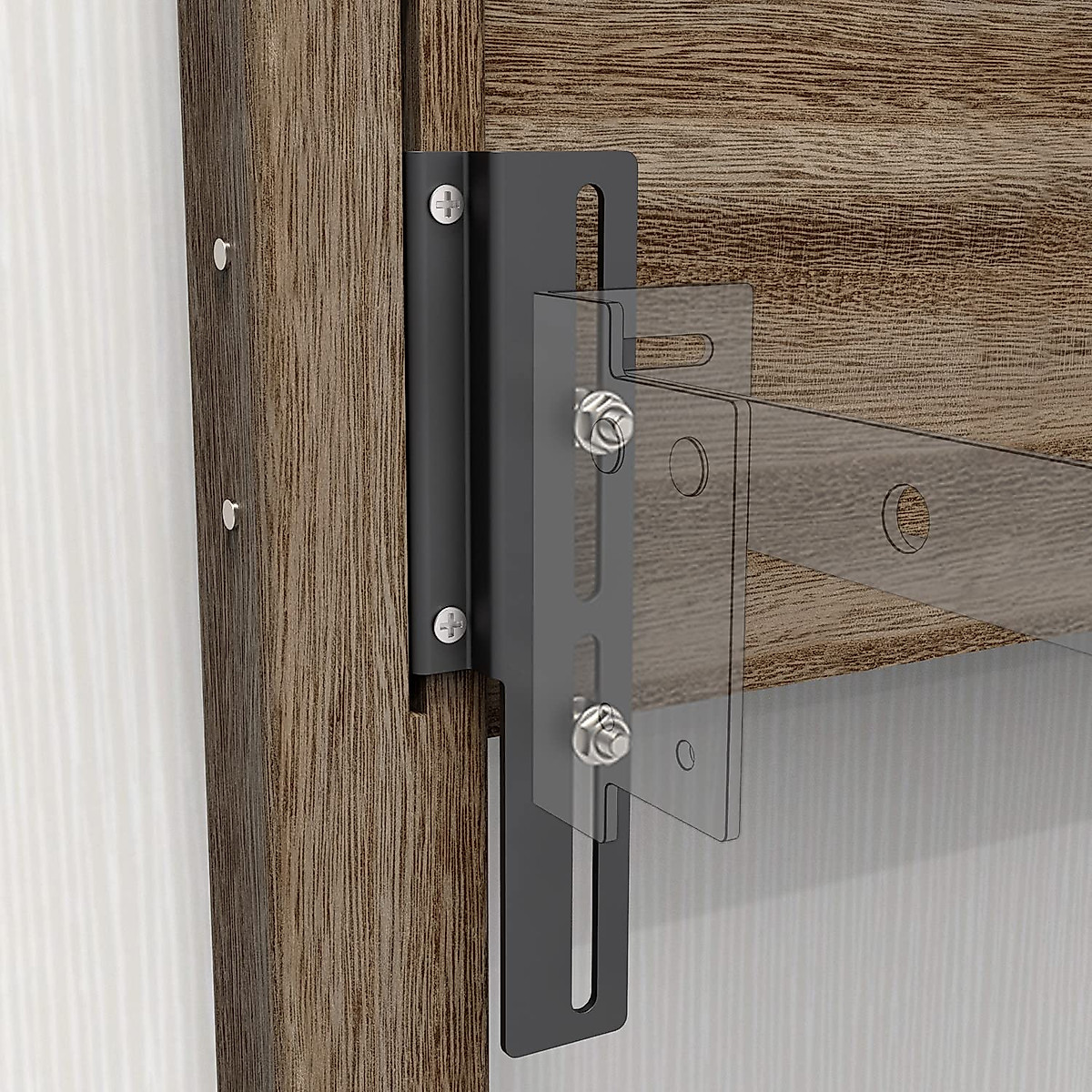 KOPKIO 2Pcs #711 Bed Frame Brackets for Headboard or Footboard,Bolt-On to Hook-On Conversion Brackets Bed Hook Adapter,Headboard Hook Set Extra Heavy Duty,Black