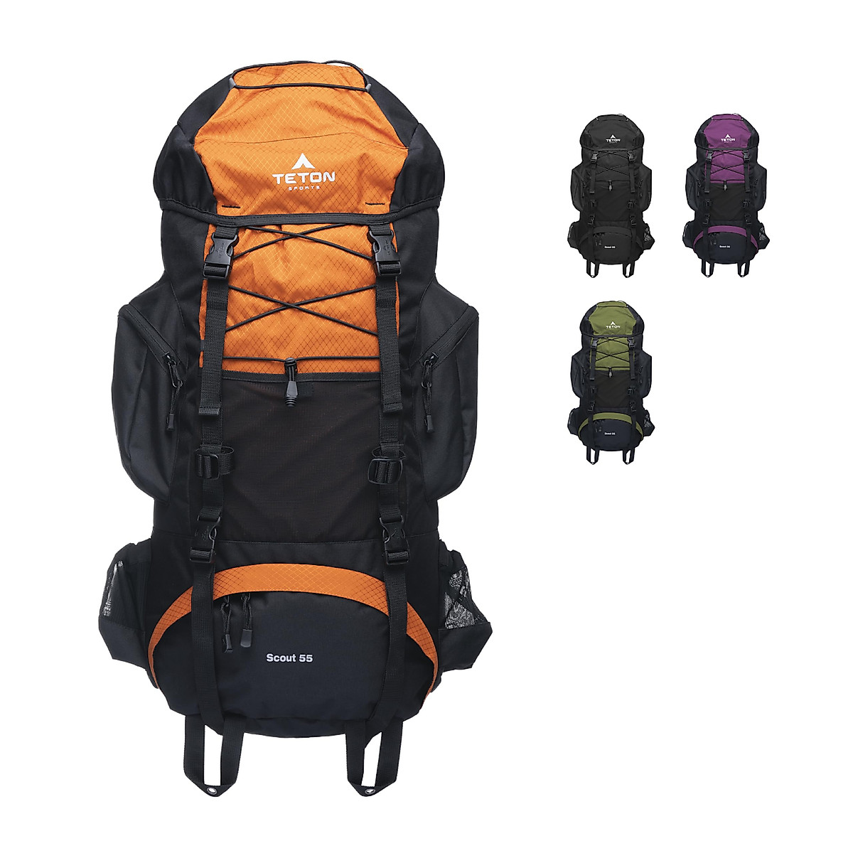 TETON 55L Scout Internal Frame Backpack for Hiking, Camping, Backpacking, Rain Cover Included