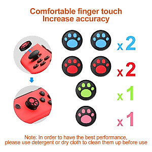 Joy Con Grip for Nintendo Switch Joy-Con 4-Pack/Wear-Resistant Smooth Surface Handle Kits with 6PCS Cat Paw Silicone Thumb Joystick Caps Cover