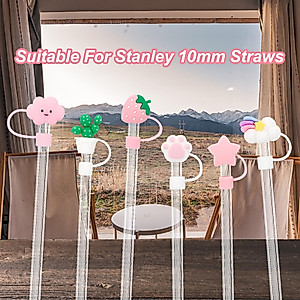Straw Cover for Stanley Cup, 6Pcs Silicone Straw Topper Compatible with Stanley 30&40 Oz Tumbler, Stanley Cups Accessories