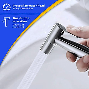 Bidet Sprayer for Toilet, Handheld Bidet Sprayer for Toilet Jet Spray for Toilet Cloth Diaper Sprayer Set Premium Feminine Hygiene Cleaning Muslim Shower Toilet Sprayer Stainless Steel Easy to Install
