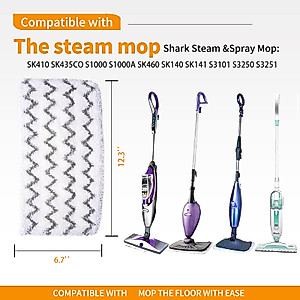 klaqian 2 Pack Steam Mop Pads for Shark S1000 S1000A S1000C S1000WM S1001C Replacement Steamer Mop Pads ，Washable Microfiber Mop Pads for All Hard Floors