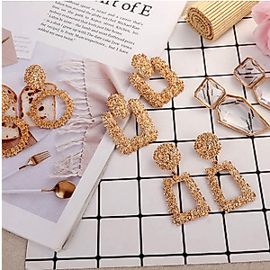 JOERICA 4 Pairs Statement Dangle Earrings for Women Rhinestone Exaggelated Large Drop Geometric Earrings
