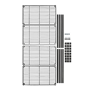 Amazon Basics 4-Shelf Adjustable, Storage Shelving Unit, (200 Pound Loading Capacity per Shelf), Steel Organizer Wire Rack, 13.4"D x 23.2"W x 48"H, Black