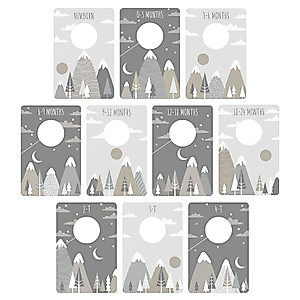 Canopy Street Gender Neutral Closet Clothing Dividers/Trendy Mountain Closet Organizer for Boy Or Girl Newborn to 4T Clothes / 4" x 6" Adventure Nursery Dividers