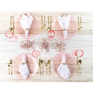 PARTY BARGAINS 5 Wine Goblets - Pink Gold Rim (12oz) - Disposable Shatterproof Elegant Design Plastic Wine Glasses with Stem - For Pool Parties, Outdoors Receptions, Weddings