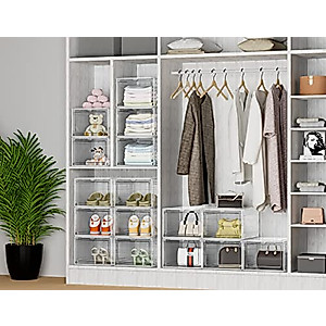 Shoe Storage, 6 Pack Shoe Organizer Clear Hard Plastic Shoe Box, Shoe Boxes Clear Plastic Stackable, Shoe Boxes with Lids for Size 13, Transparent