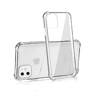 iPhone 11 Case, Shockproof Ultra Slim Fit Silicone Transparent Cover TPU Soft Gel Rubber Cover Shock Resistance Protective Back Bumper for Apple iPhone 11 Clear